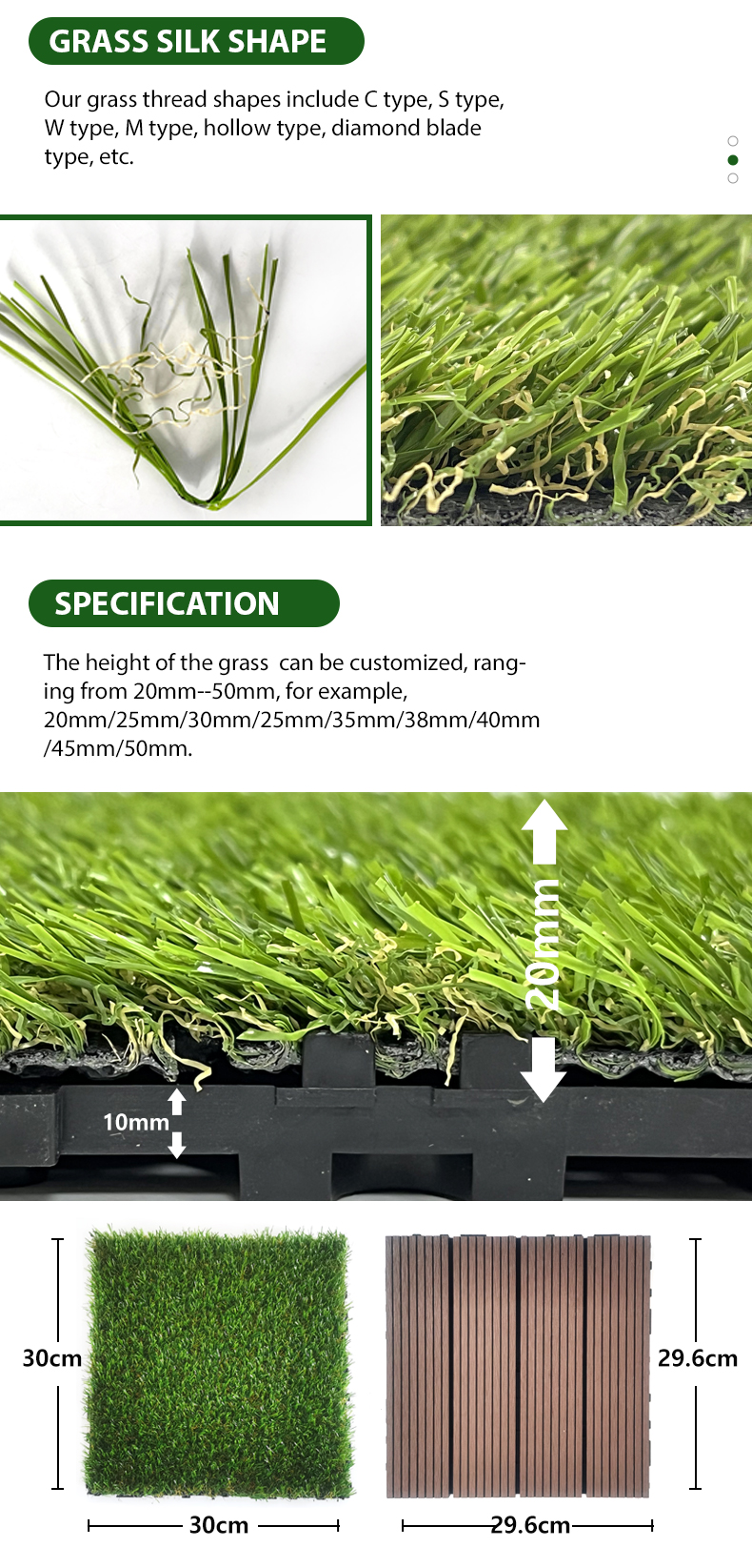 Wholesale Green Patchwork Artificial Grass Carpet Interlocking Turf ...